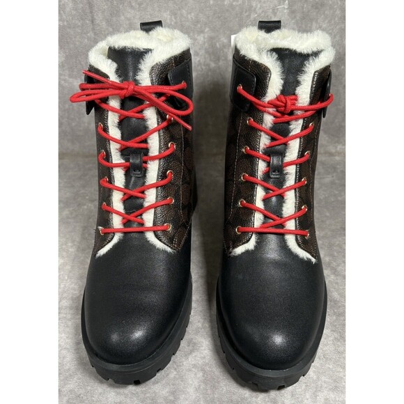 Coach | Shoes | Coach Lorraine Bootie Womens 9 Black Mahogany Sherpa ...